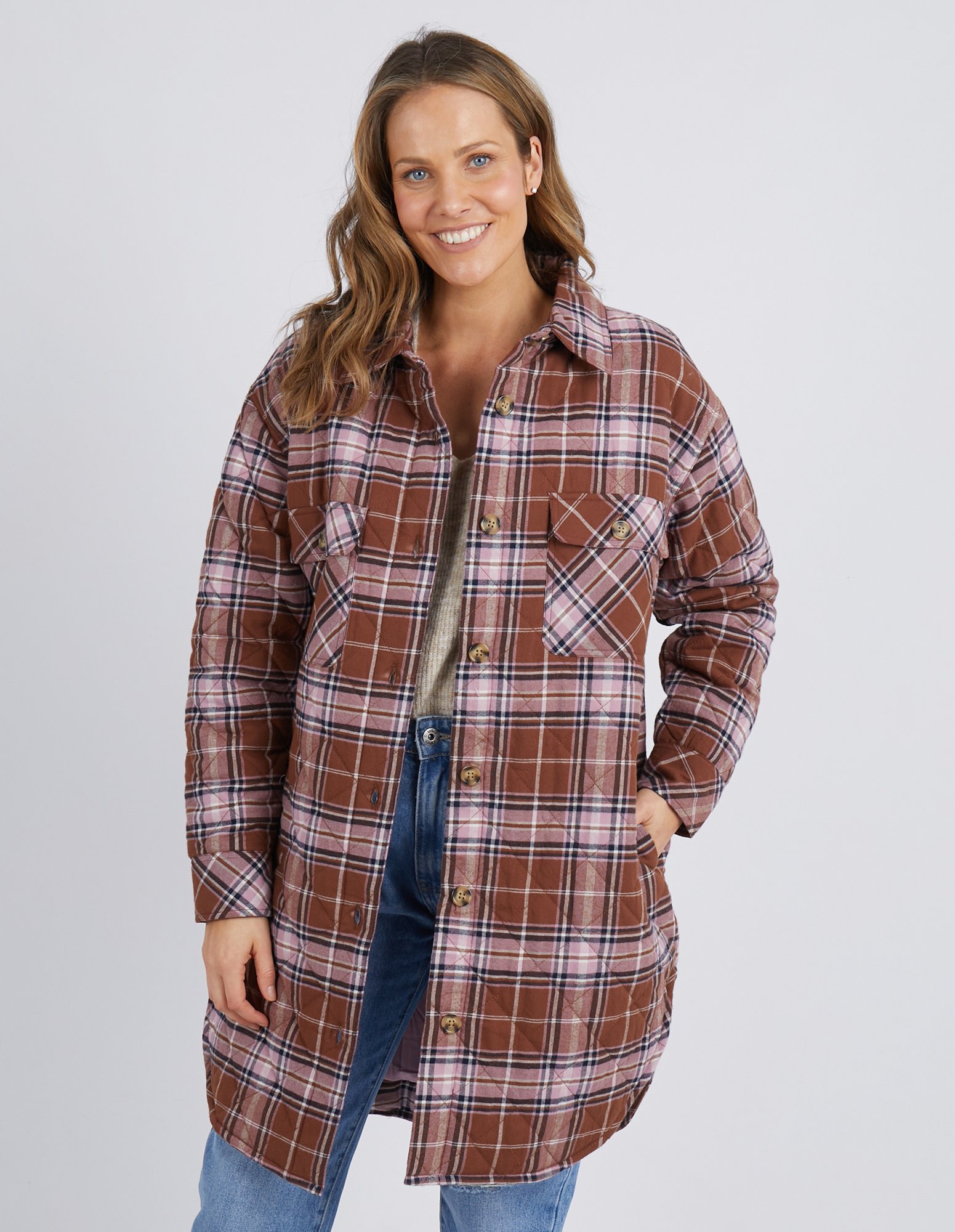 Aster Check Women's Shacket - Elm | Buy Elm Lifestyle Clothing Online ...